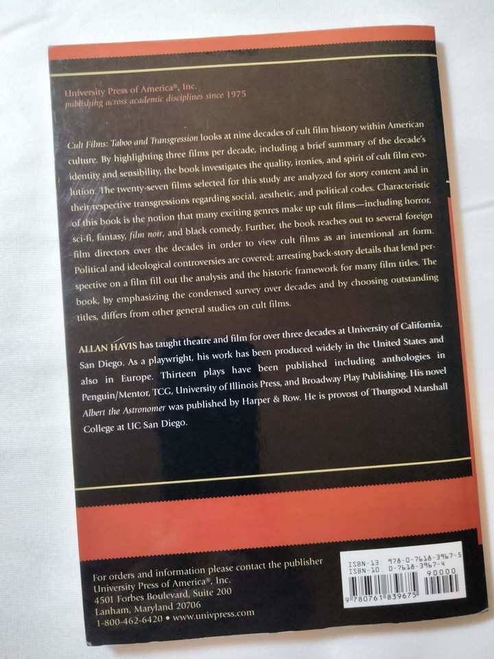 Cult Films: Taboo and Transgression [Paperback] Havis, Allan ...