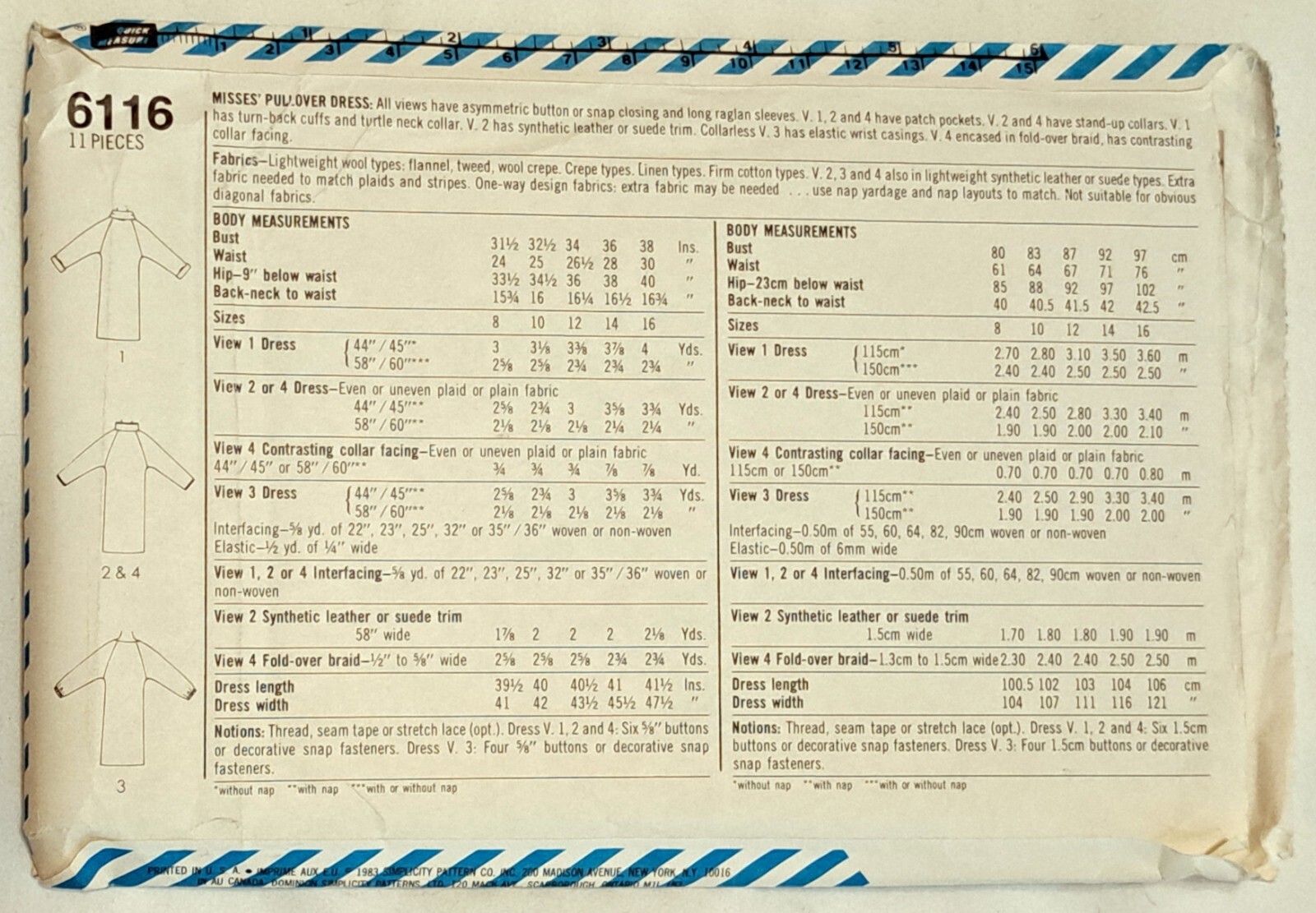 3 Patterns - Vogue 7850 Size 14, Simplicity 6116 & 9273 Size 16, all ...