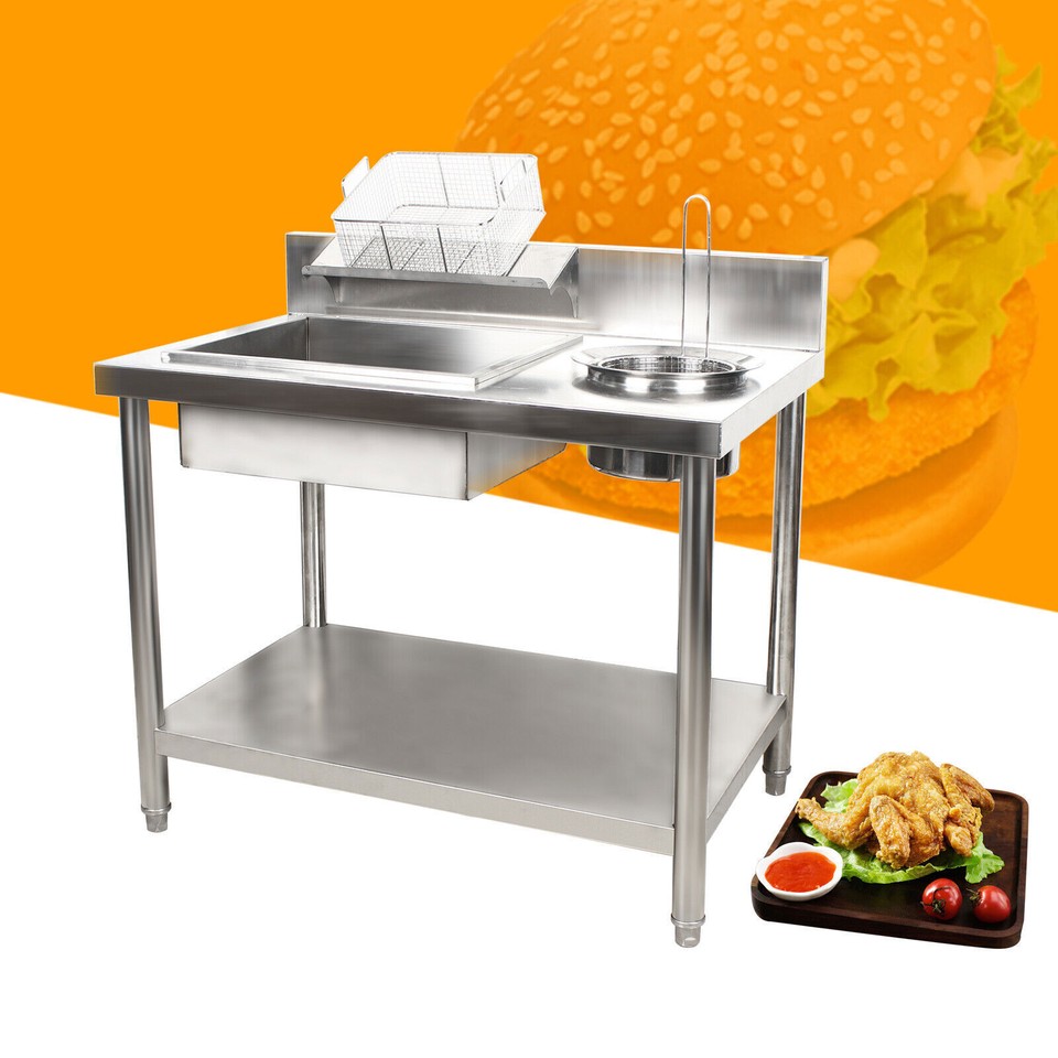 Breading Table Fried Food Prep Station Fry Chicken Work Table Stainless ...