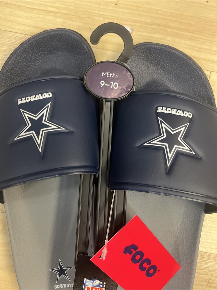 Men’s Dallas Cowboys Team Logo Navy Gray Slides Sandals By Foco Size 9/ ...