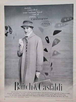 1953 Women's Baitch & Castaldi cashmere coat loomed Einiger vintage ad ...