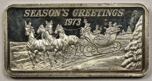 1973 Season's Greeting Chariot Ride Hamilton Mint 1 oz 999 Fine Silver ...