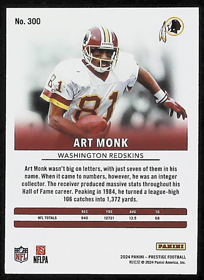 2024 Panini Prestige Art Monk Diamond Xtra Points #300 Washington ...