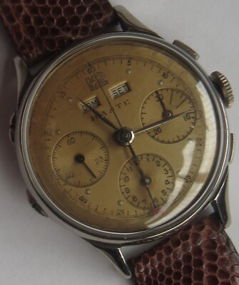 Haste chronograph Triple Date mens wristwatch nickel chromiun case ...