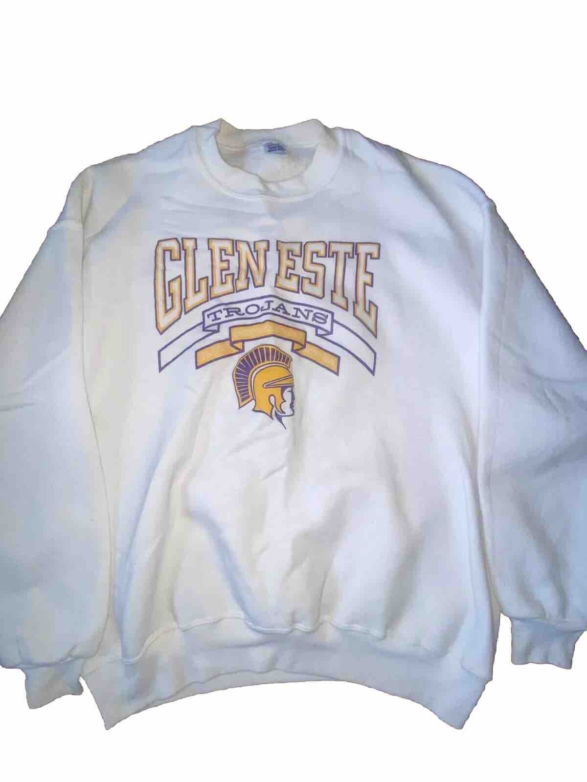 RARE! Vintage Glen Este Trojans Xl White Crewneck - Gem