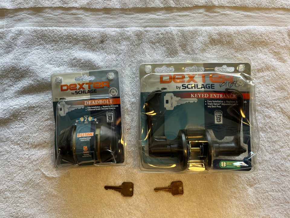 door lock set comb two sets same key, dual cylinder dead bolt, keyed ...