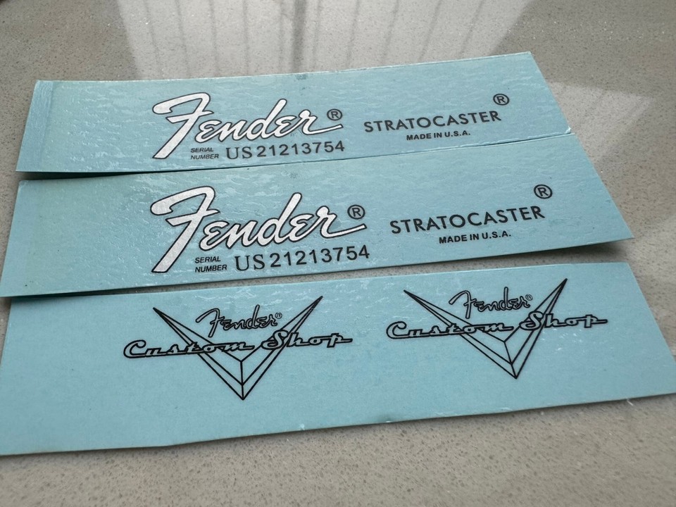 3Pcs FENDER STRATOCASTER Custom Shop Guitar Waterslide Transfer ...