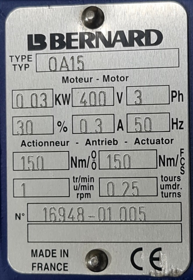 BERNARD OA15 Actuador 0A15 400V 0.03Kw 16948-01.005 | eBay