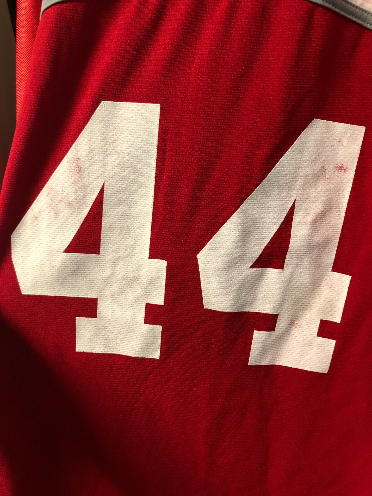 USED MEN'S ICE HOCKEY TEAM CUSTOM JERSEY 44 RAZORBACKS RED BLACK WHITE ...