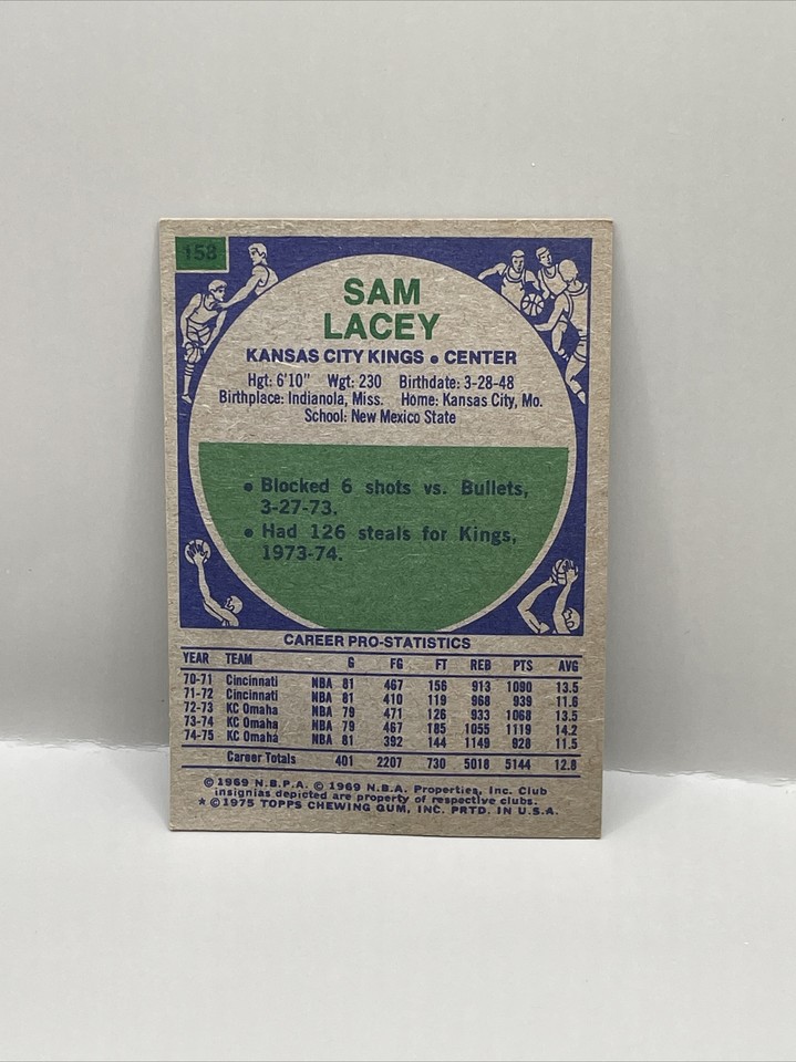 1975 Topps #158 Sam Lacey Kansas City Kings | eBay