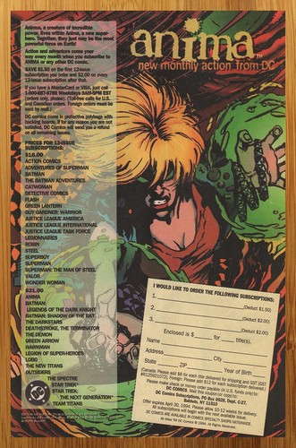 1994 DC Comics Anima Vintage Print Ad/Poster Authentic Superhero Promo ...