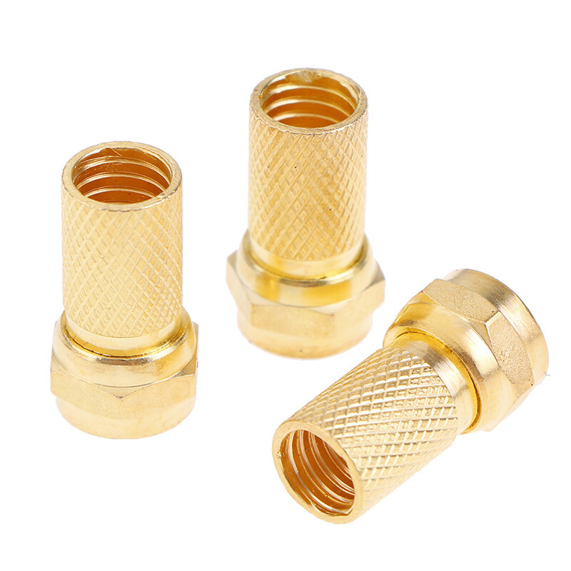 10Pcs Twist on RG6 F Type Coaxial Cable Connector Plugs Brass Connector ...