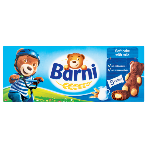 4 BARNI Soft Sponge Biscuit Cakes Bear Shape Cookies with Milk Filling ...