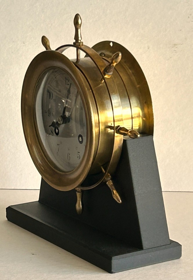 Schatz Brass Ships Bell Clock Helmsman Wheel 8-day | eBay Australia