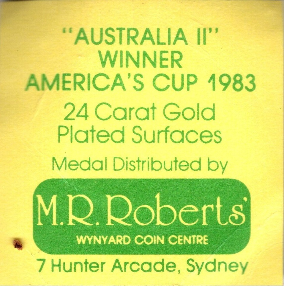 1983 America's Cup "Australia II" Winners Gold Plated 30mm Medal | eBay