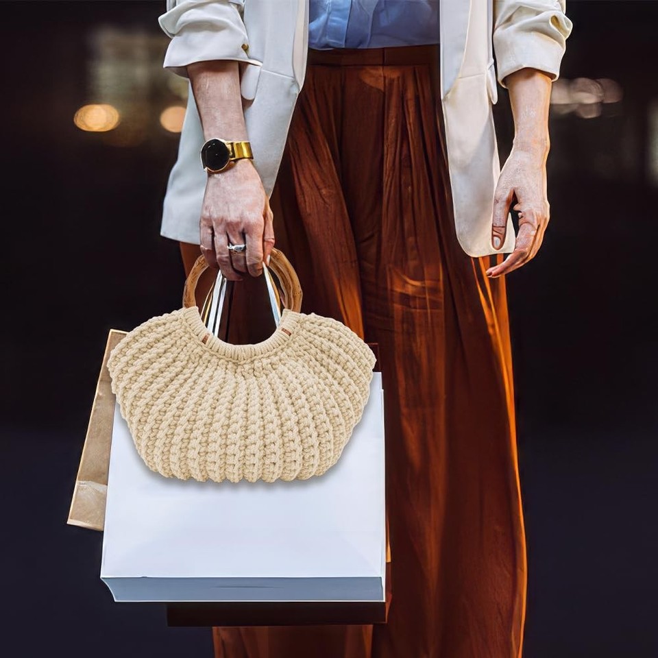 Crochet Bag Kit for Adults Oat Colored Handbag Crochet Kit for ...
