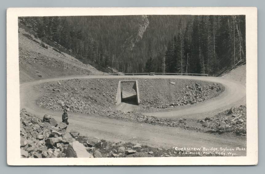 Corkscrew Bridge ~ Sylvan Pass RPPC Antique FJ Hiscock Photo CODY ...