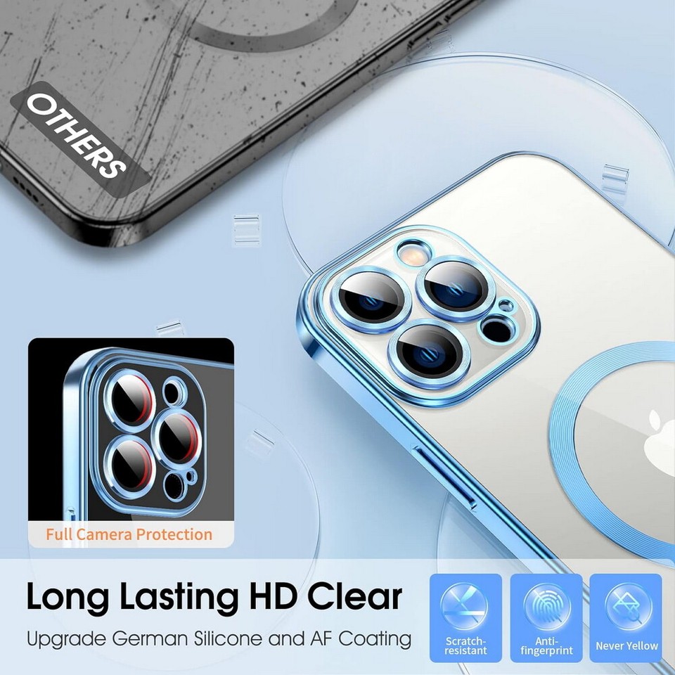 For iPhone 11 12 13 14 15 16 Clear Crystal Case Magnetic Cover + Lens ...