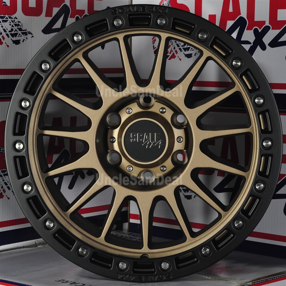 (SET 4) 17x8.5 6x139.7 6x5.5 0 OFFSET SCALE 4x4 S01 BRONZE 15 SPOKE ...