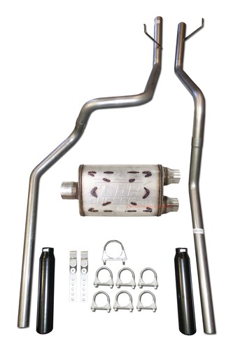 Mandrel Bent Dual Exhaust w/ Flow Chaser Fits 03-05 Dodge Ram Hemi ...