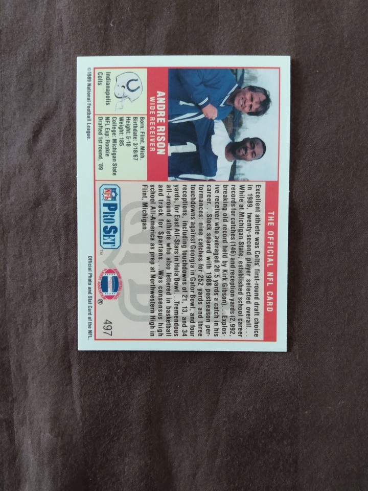 1989 Pro Set Andre Rison Rookie Indianapolis Colts #497 | eBay