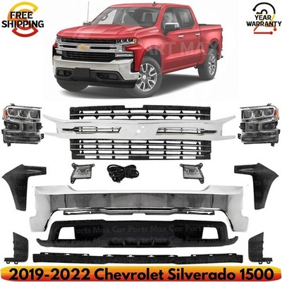 Front Bumper Chrome & Grille Assembly Kit For 2019-2022 Chevrolet ...