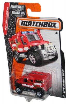 Matchbox MBX Heroic Rescue (2015) Red 4x4 Scrambulance Toy Truck 98/120 ...