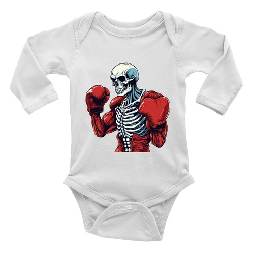 Skeleton Boxer Baby Grow Vest Bodysuit Gothic Boxing Champion Glove Boy ...