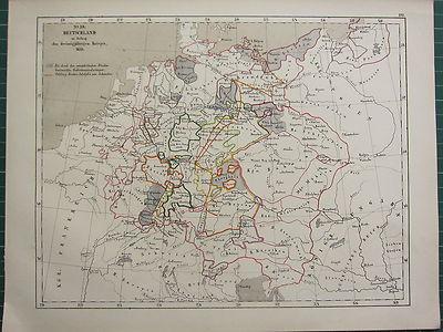 1875 ANTIQUE HISTORICAL MAP ~ GERMANY (1618) WAR KRIEGES ADOLPH | eBay