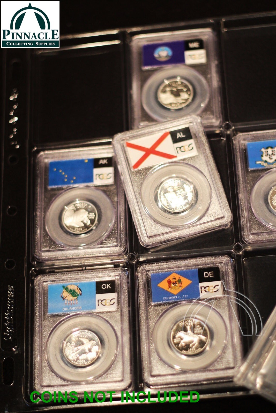 2 ALBUM PAGES FOR CERTIFIED COIN SLABS FROM PCGS NGC ANACS / BINDER ...