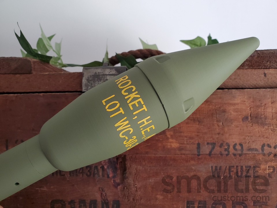 FAKE M6A1 M7A1 60mm HEAT Bazooka Rocket Round - Accurate Size Plastic ...