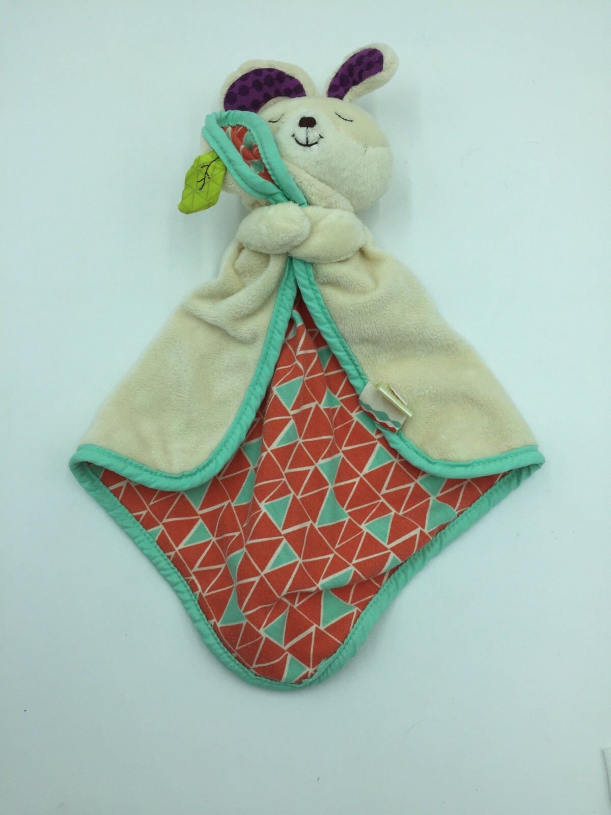 B Baby Snuggie Lovie Bunny Blue Red Geometric Plush Purple Ears 5 | eBay