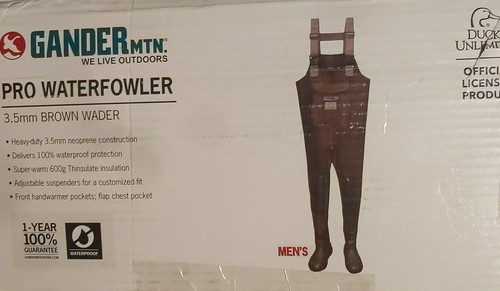 GANDER MOUNTAIN Ducks Unlimited PRO WATERFOWLER BROWN WADER SIZE 12 ...