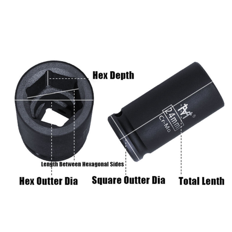 3/4" Drive Deep Impact Socket 17mm-46mm 6 Point Hex Nut Bolt Heavy ...