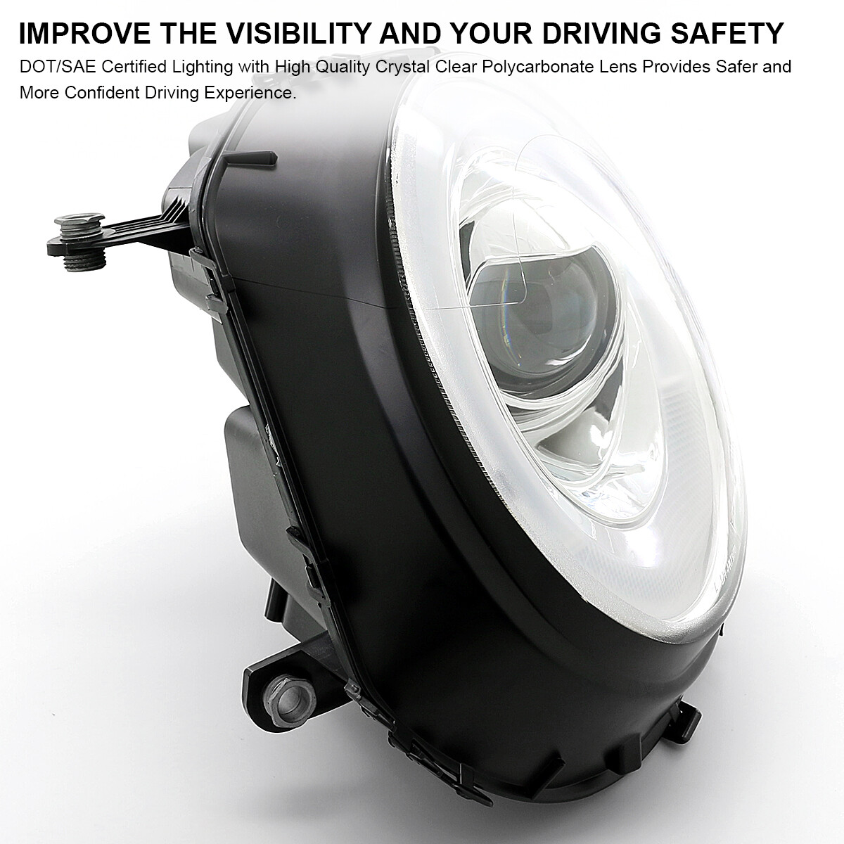 Clear Fits 2007-2013 Mini Cooper S LED Bar Halo Projector Headlights ...