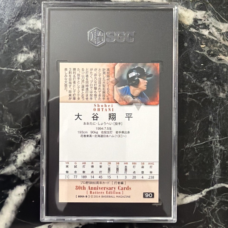 2014 BBM 80TH ANV BATTERS EDITION #90 SHOHEI OHTANI SGC 10 GOLD Label 🔥 ...