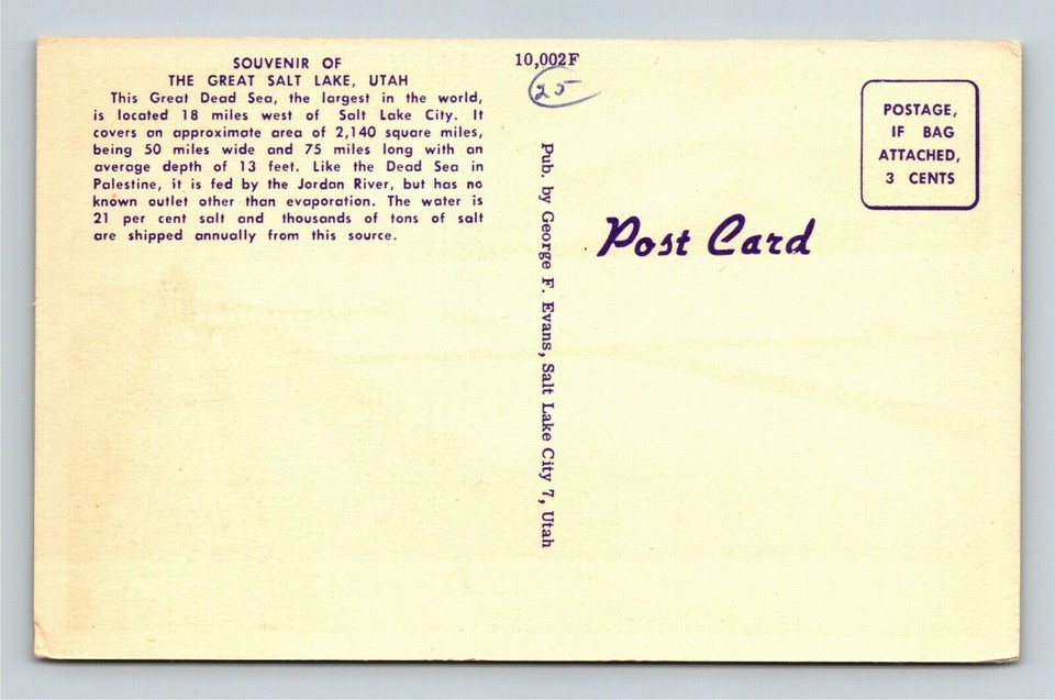 Great Salt Lake UT-Utah, Salt Beds On Shores Vintage Souvenir Postcard ...
