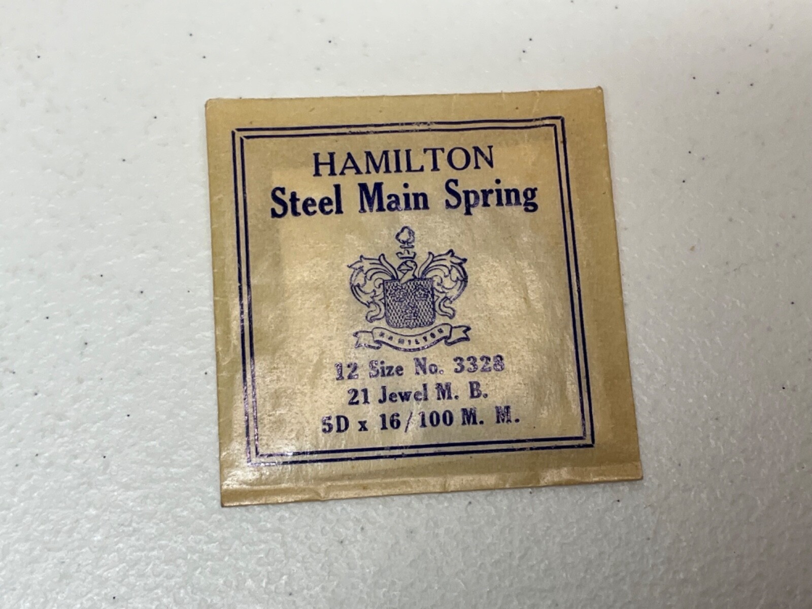 Hamilton Steel Main Spring 12 Size No. 3328 21 Jewel New Old Stock ...