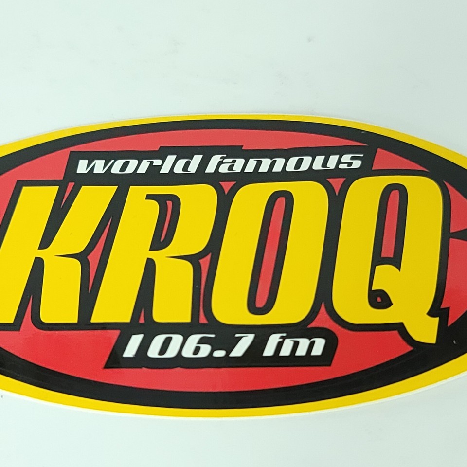Vintage World Famous KROQ 106.7 FM Radio Station Sticker Red Yellow ...
