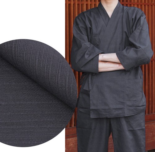 Japanese SAMUE Men's Traditional Work Wear Kimono Tsumugi Set Gray from ...
