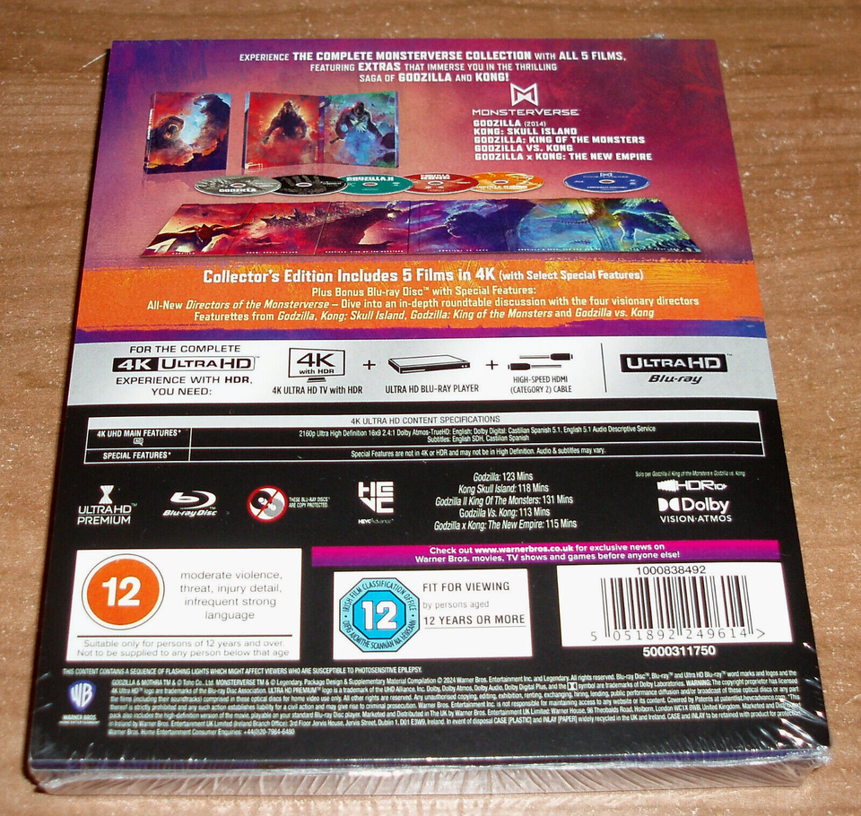 Godzilla Vs Kong Monsterverse 4K UHD Collection 5 Films New Sealed ...