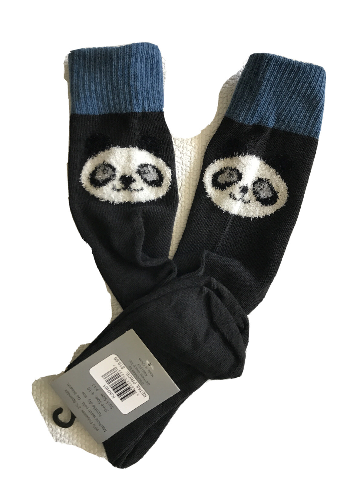 Kenneth Jones Black Calf Length Panda Socks Women’s Sock Sz 9-11 KJKH01 ...
