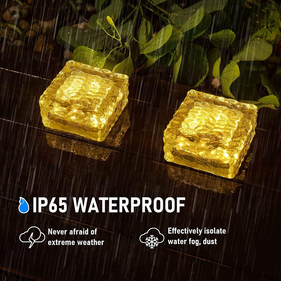 Solar Ice Cube Shaped LED Lights For Patio Backyard Stake Lamp Garden ...