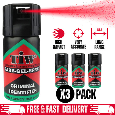 3 x Farb-Gel 40mL Personal Protection Spray Criminal ID Dye Marker UK ...