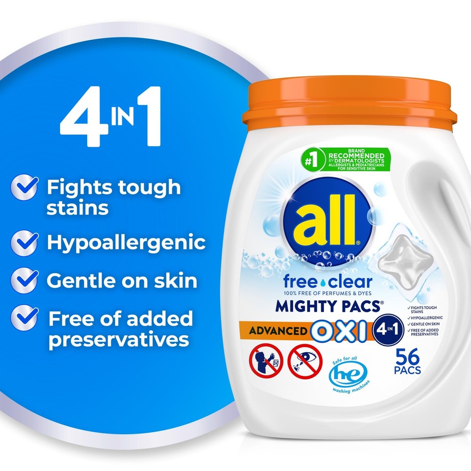 Laundry Detergent Pacs, Mighty Pacs with OXI Stain Removers and ...