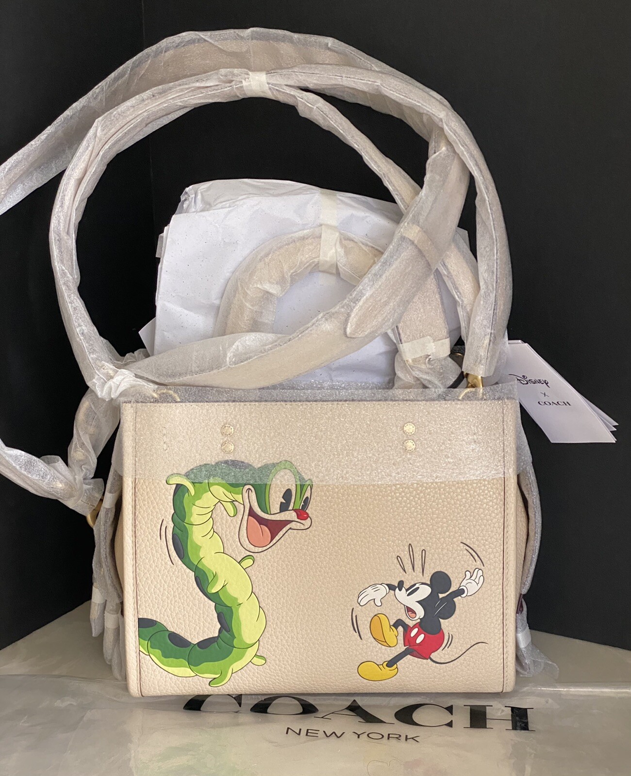 NWT COACH X DISNEY IVORY LEATHER ROGUE 25 WITH MICKEY MOUSE ...