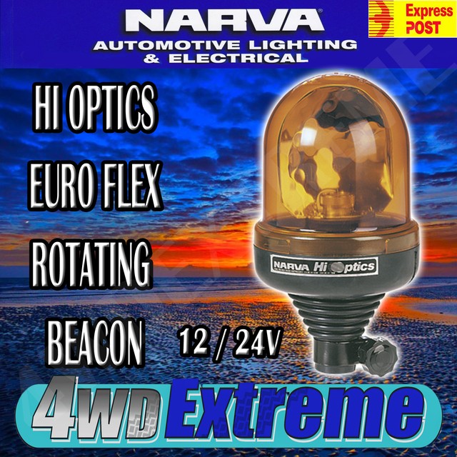 NARVA ROTATING BEACON HIGH OPTICS AMBER LIGHT 12 OR 24 VOLT WARNING ...