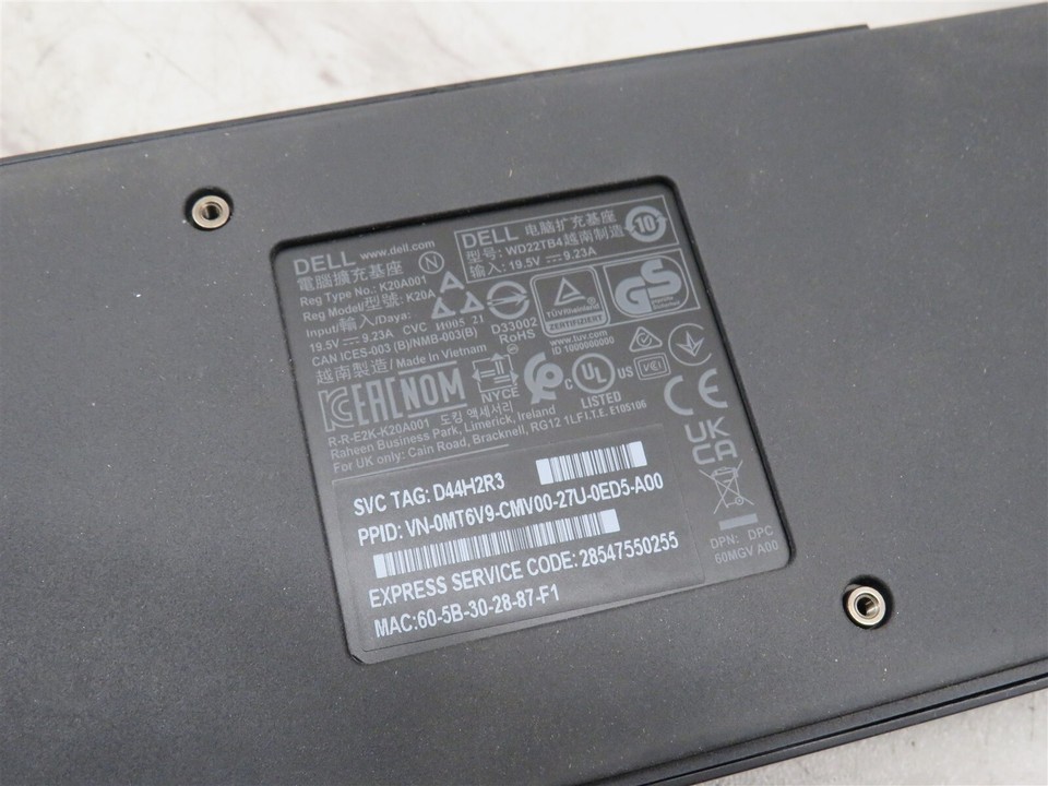 Dell WD22TB4 Thunderbolt Docking Station USB-C 0MT6V9 + AC | eBay