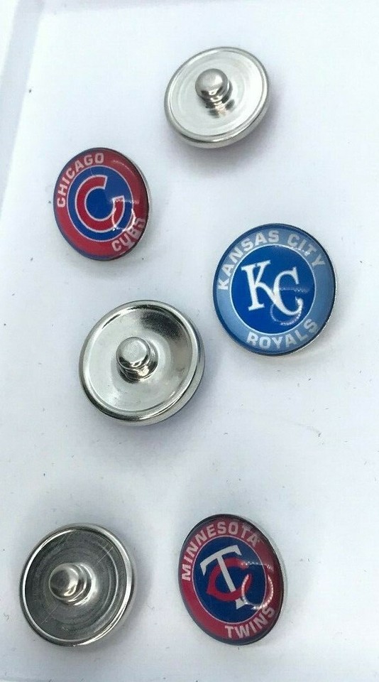 Baseball snap buttons 18mm Gingersnap Noosa Magnolia Fast Shipping Team ...