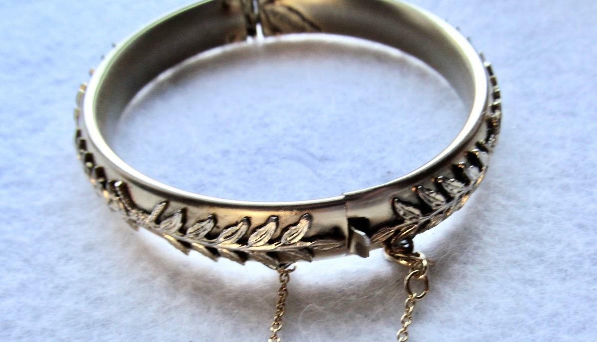 Vintage signed SANDOR Art Nouveau Style Hinged Bangle Bracelet #8-9 | eBay